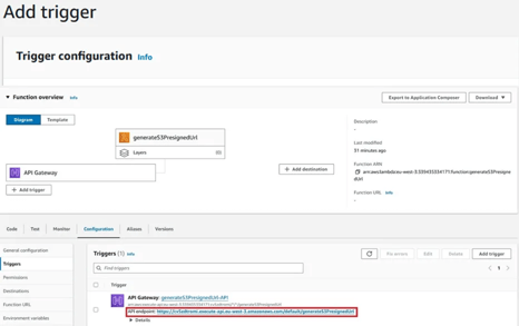 File upload with Amazon S3 presigned URLs